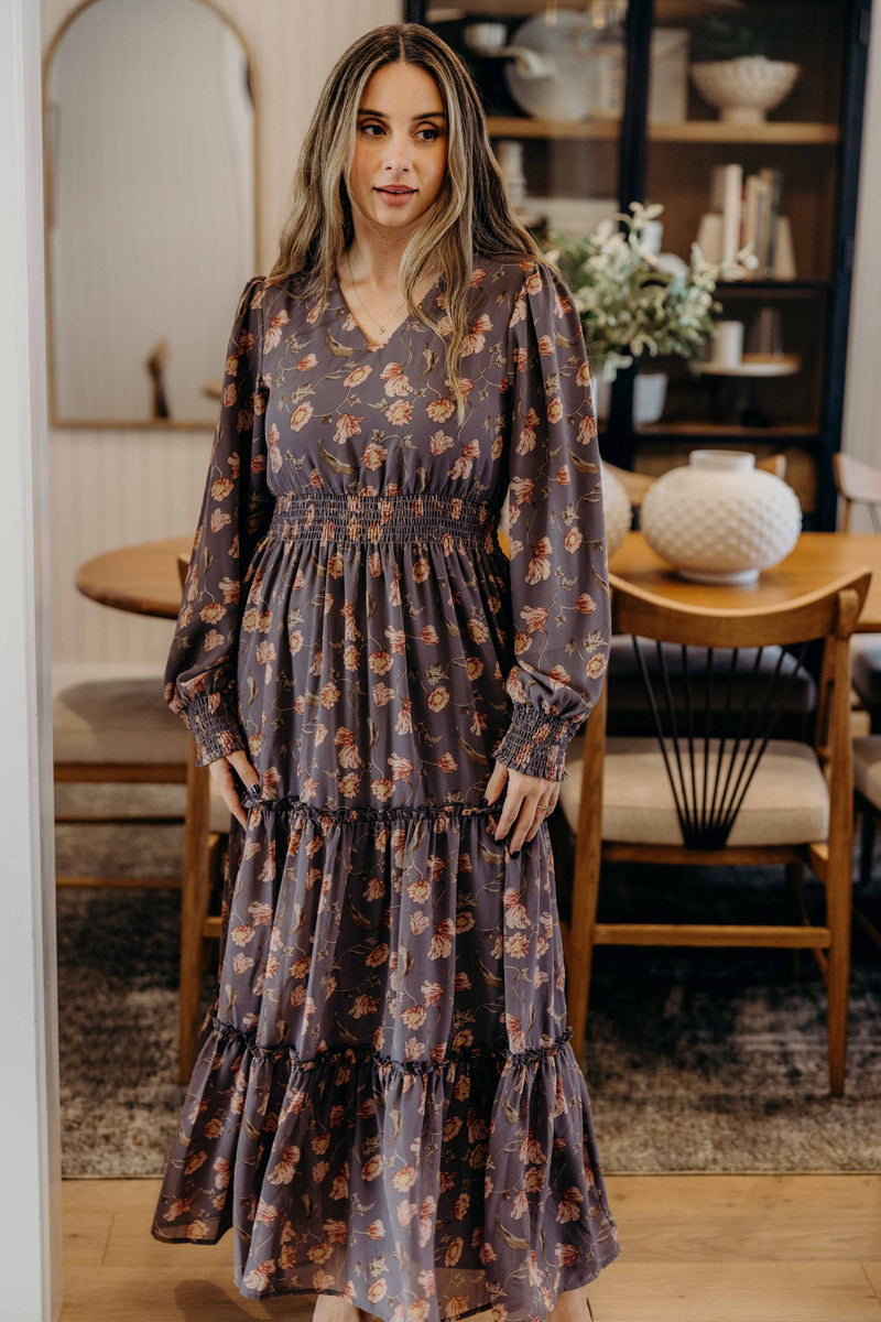 The Jacey Dress in Gray Quill.