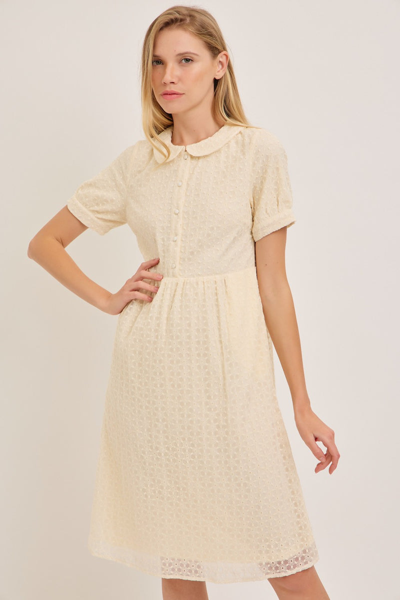 The Lorna Lace Mini Dress in Cream